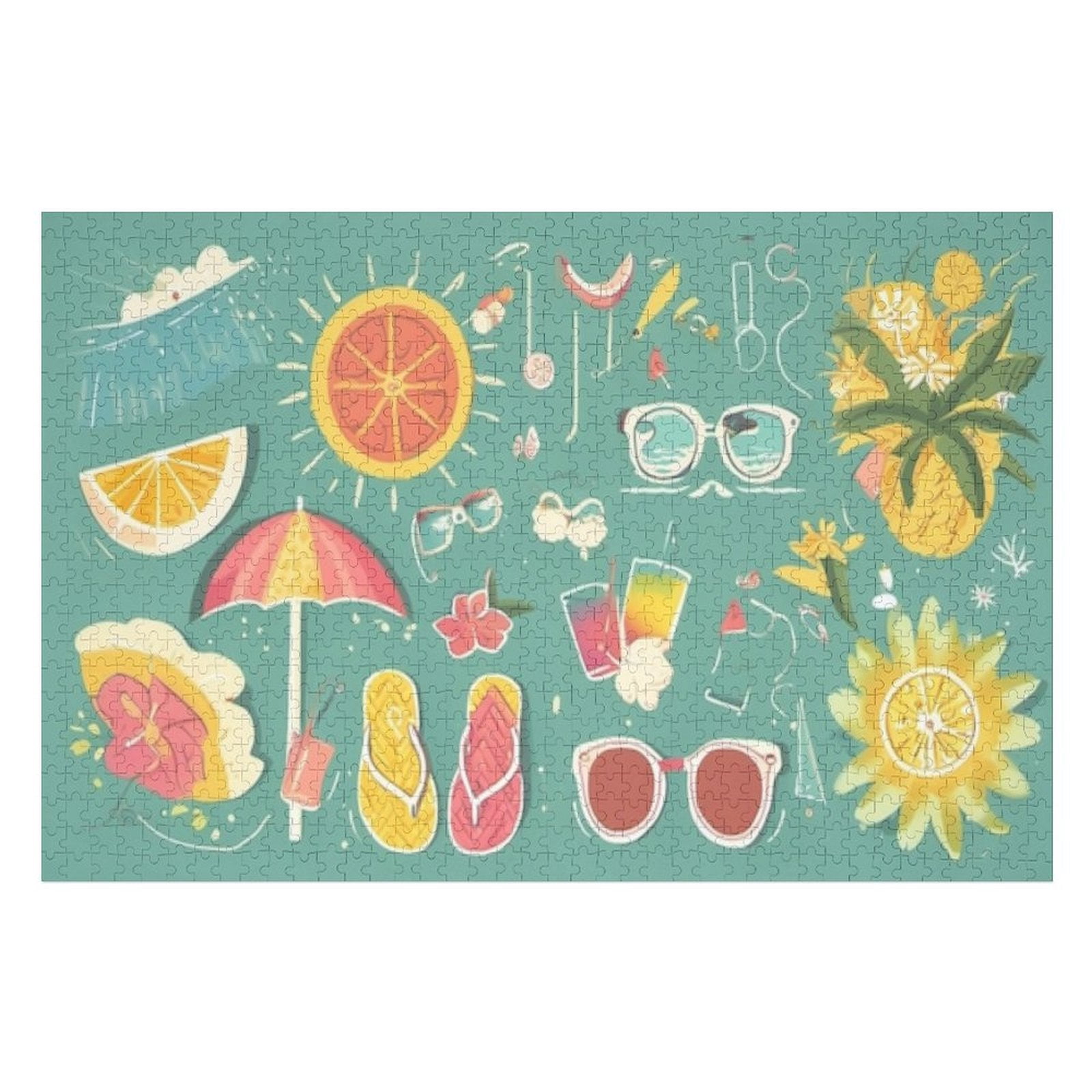 Puzzles for Adults 1000 Pieces - Sea Beach With Palm Tree Leaves ...