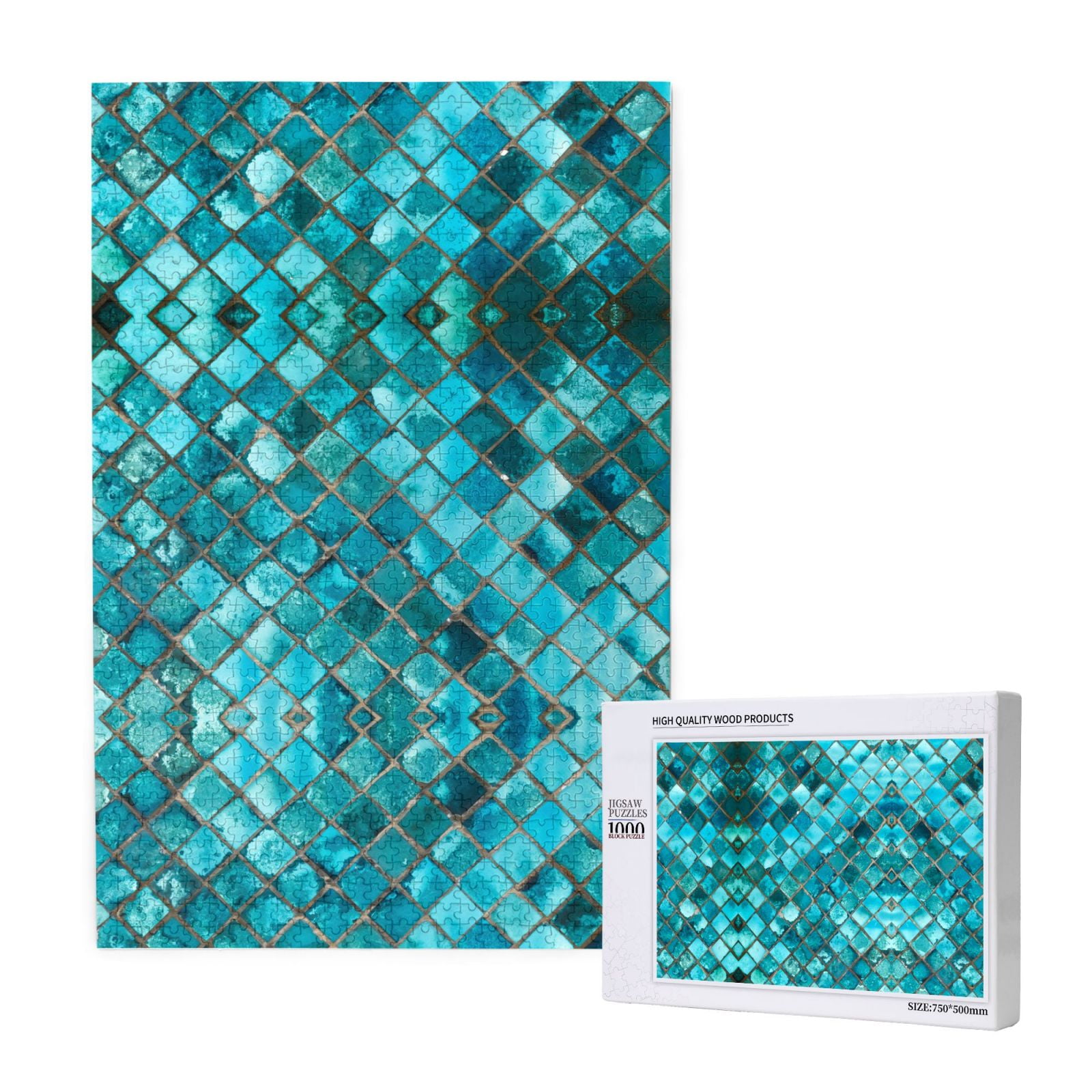 Puzzles for Adults 1000 Pieces - Square Glass Mosaic 20x30 In Wood ...