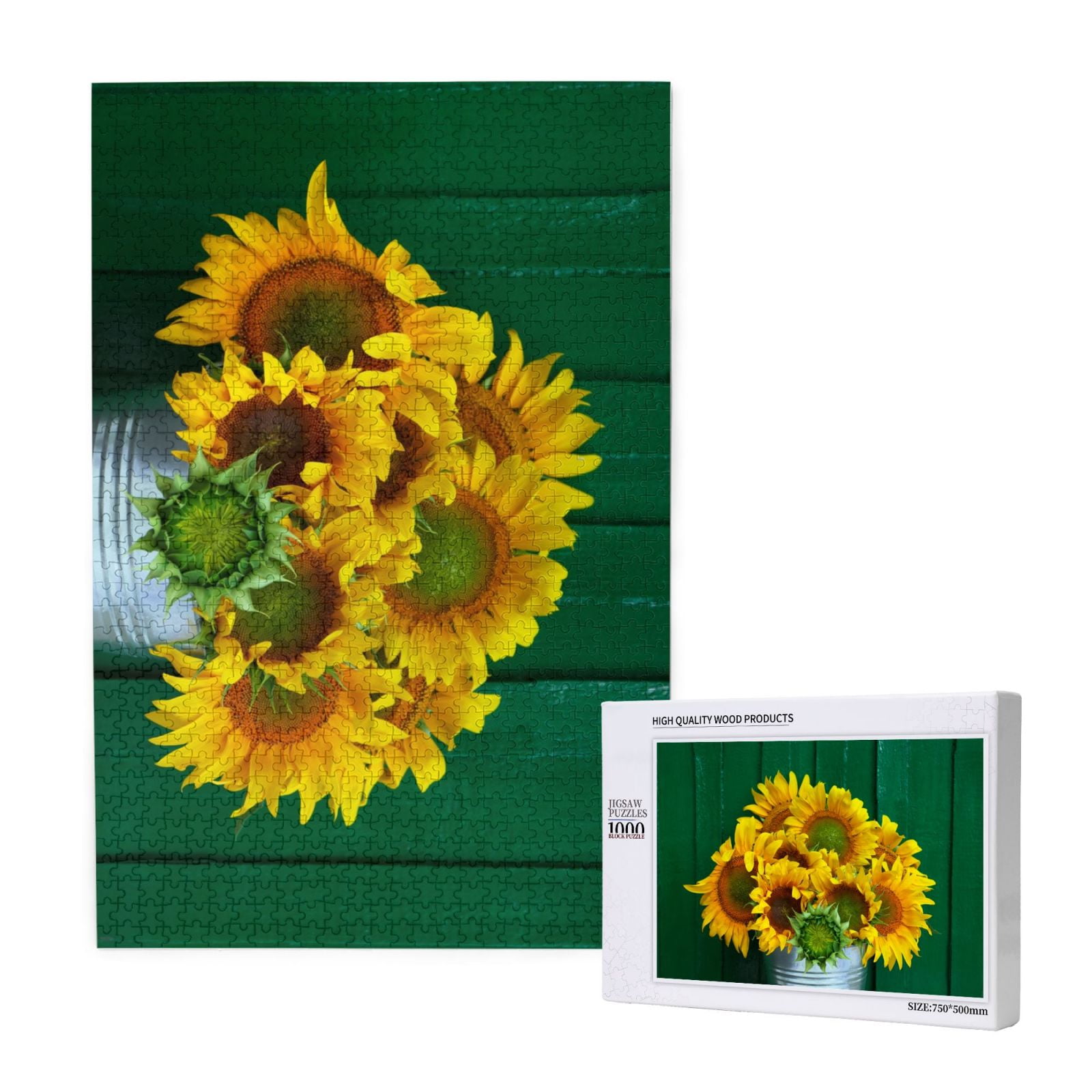 Puzzles for Adults 1000 Pieces - Sunflowers in Bucket 20x30 In Wood ...