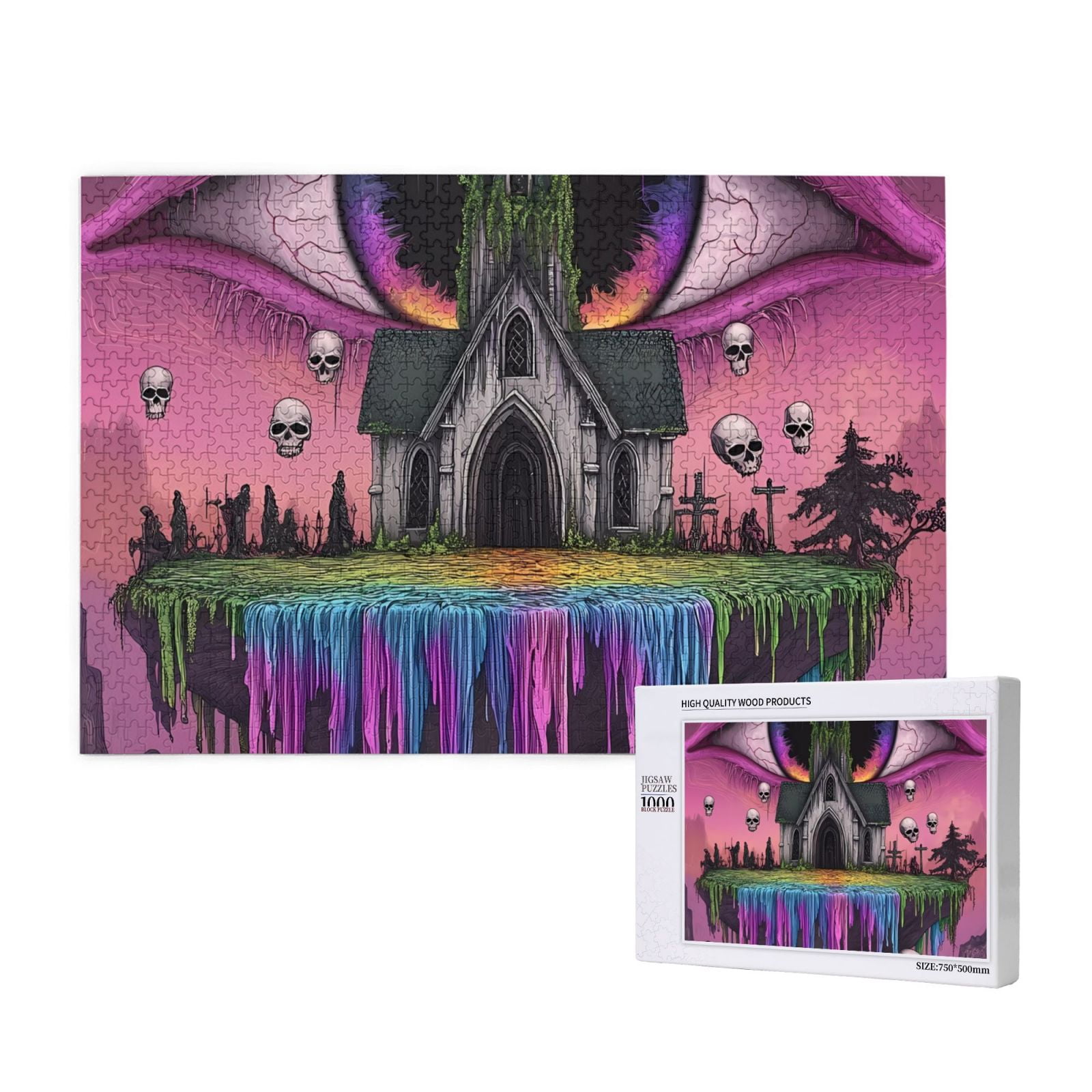 Puzzles For Adults 1000 Pieces Surreal Eye Gothic Church Challenging