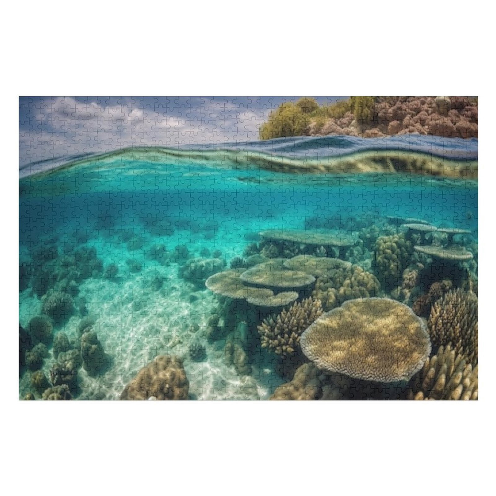 Puzzles for Adults 1000 Pieces - Underwater Reef Fish Swim Blue Water ...