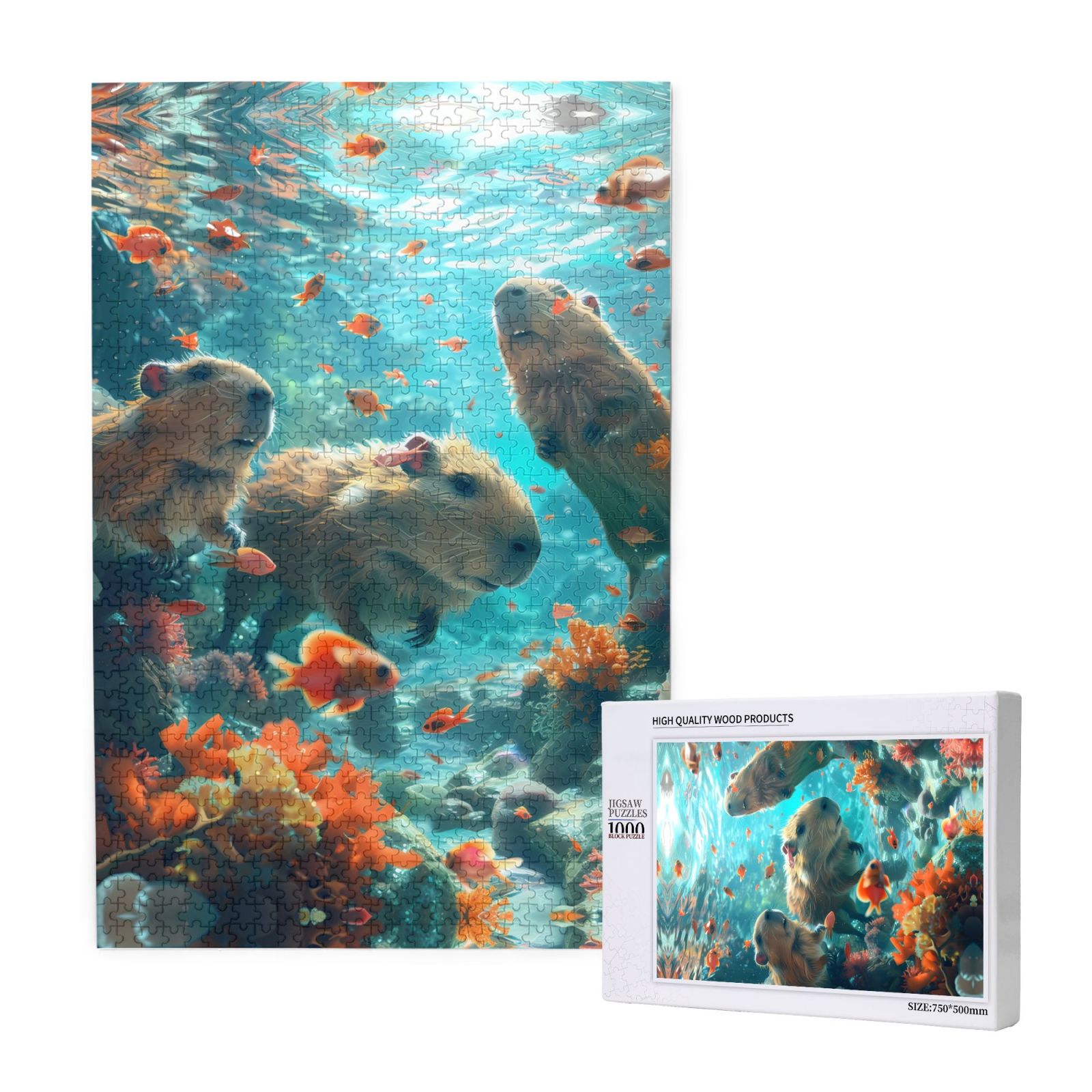 Puzzles for Adults 1000 Pieces - Underwater Swimming Guinea Pig 20x30 ...