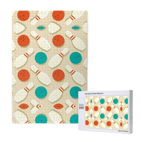 Puzzles for Adults 1000 Pieces - Vintage Bowling 19.7" x 29.5" Leisure ...