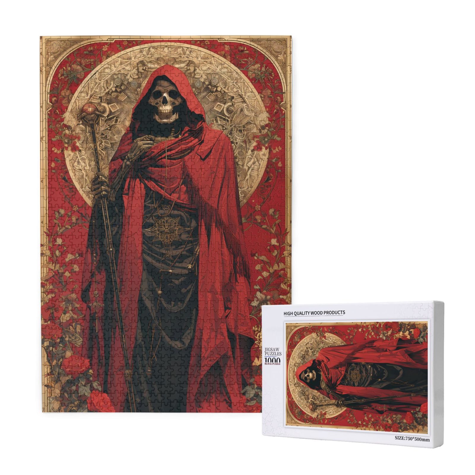 Puzzles for Adults 1000 Pieces - Vintage Rose Scepter Skull 20x30 In ...