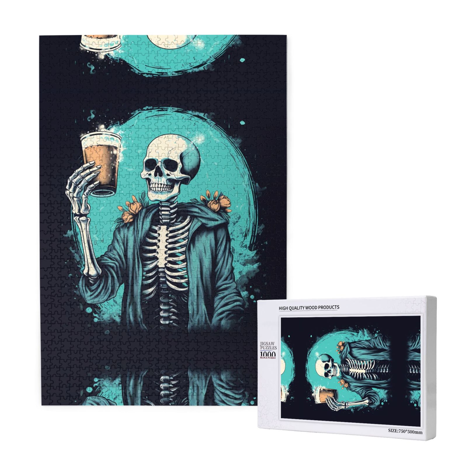 Puzzles for Adults 1000 Pieces - Vintage Skull Beer 19.7" x 29.5 ...