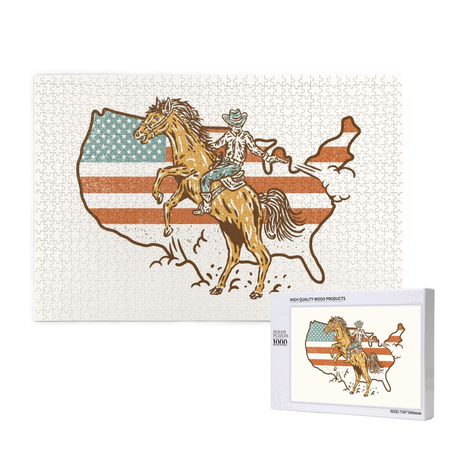 Puzzles for Adults 1000 Pieces, Vintage Wild West Cowboy Challenging ...