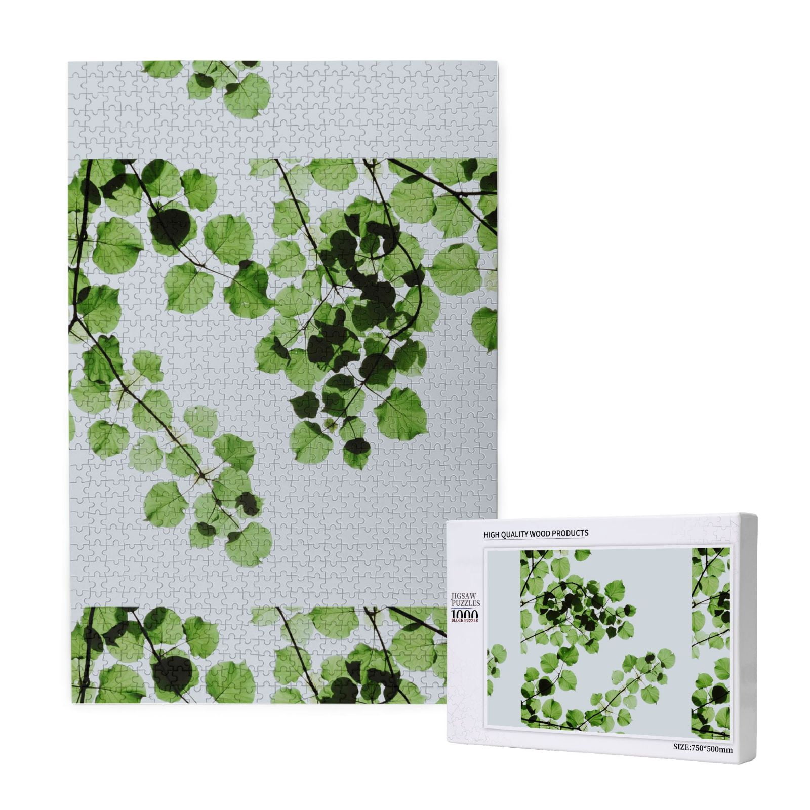 Puzzles for Adults 1000 Pieces - Watercolor Green Leaves 20x30 In Wood ...