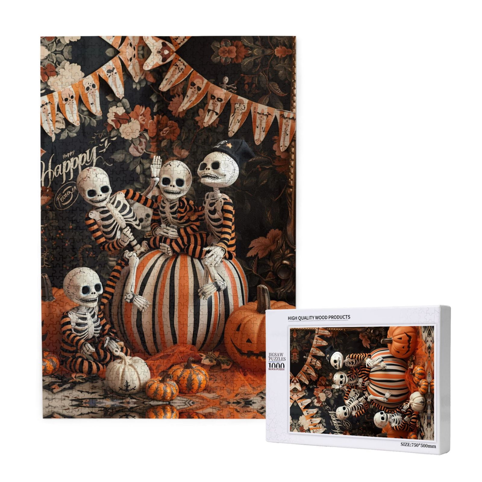 Puzzles for Adults 1000 Pieces, Whimsical Halloween Skeletons ...