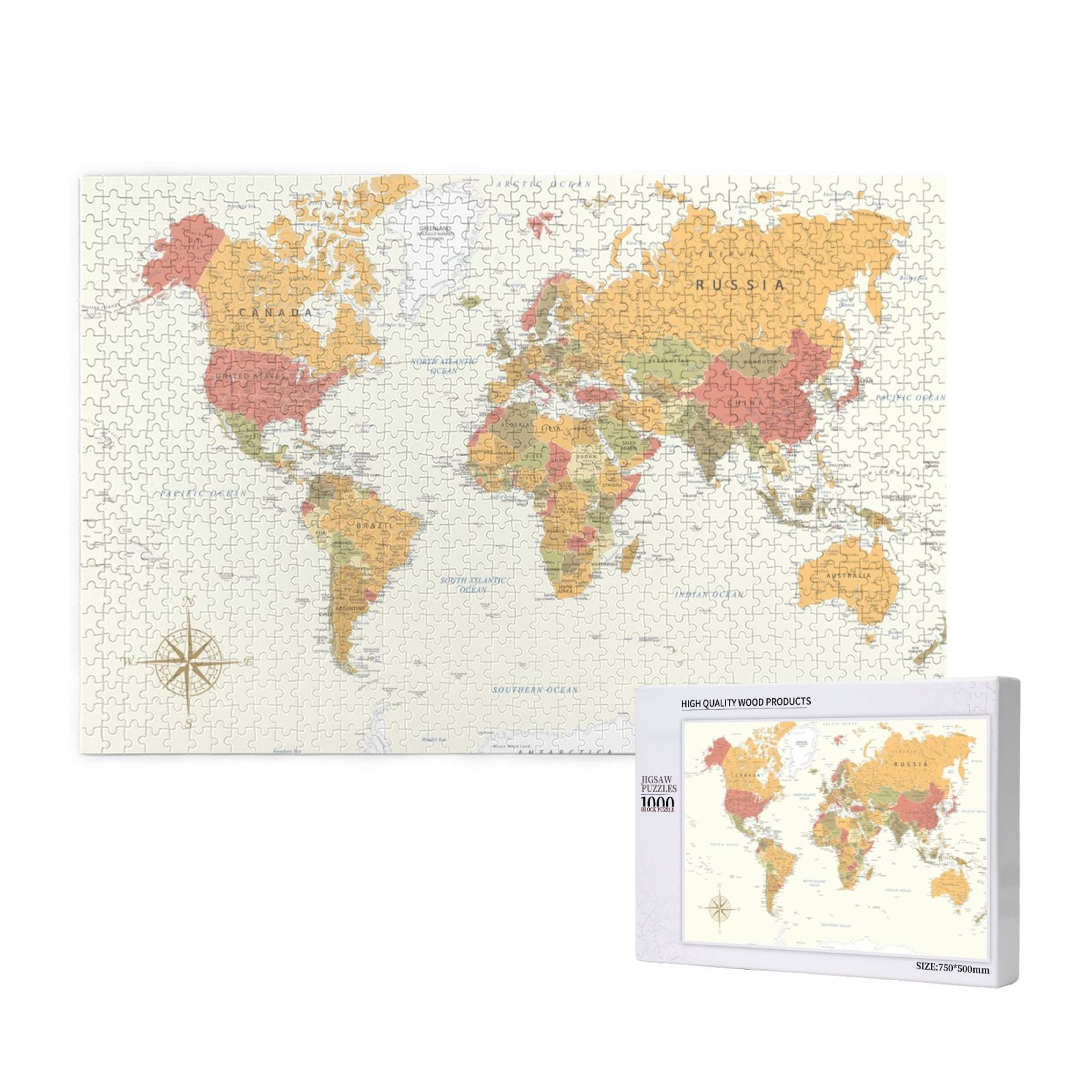 Puzzles for Adults 1000 Pieces, World Map 1 Challenging Jigsaw Puzzles ...
