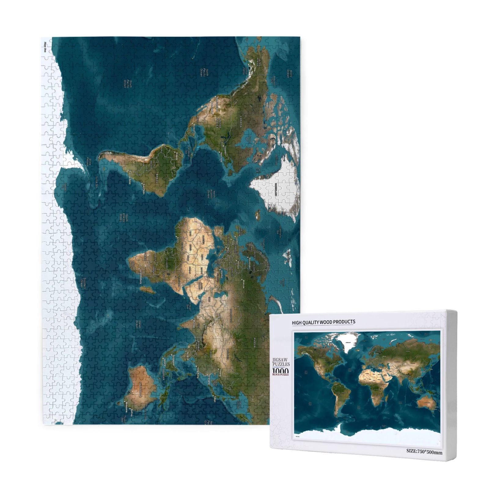 Puzzles for Adults 1000 Pieces - World Map 20x30 In Wood Brain-Boosting ...