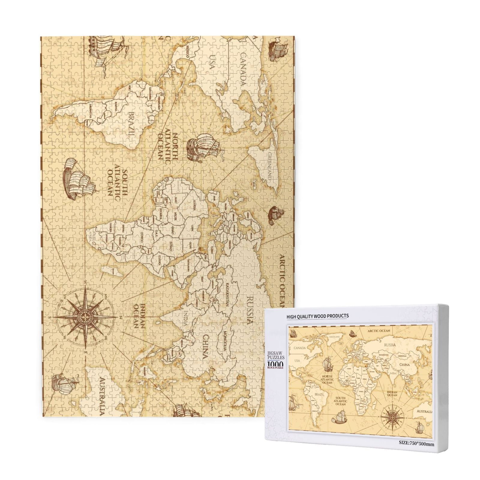 Puzzles for Adults 1000 Pieces, World Map Challenging Jigsaw Puzzles ...