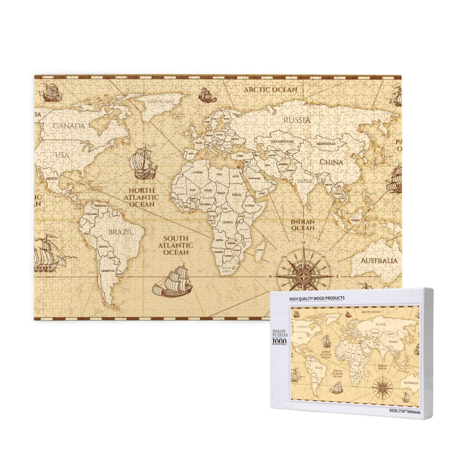 Puzzles for Adults 1000 Pieces, World Map Challenging Jigsaw Puzzles ...