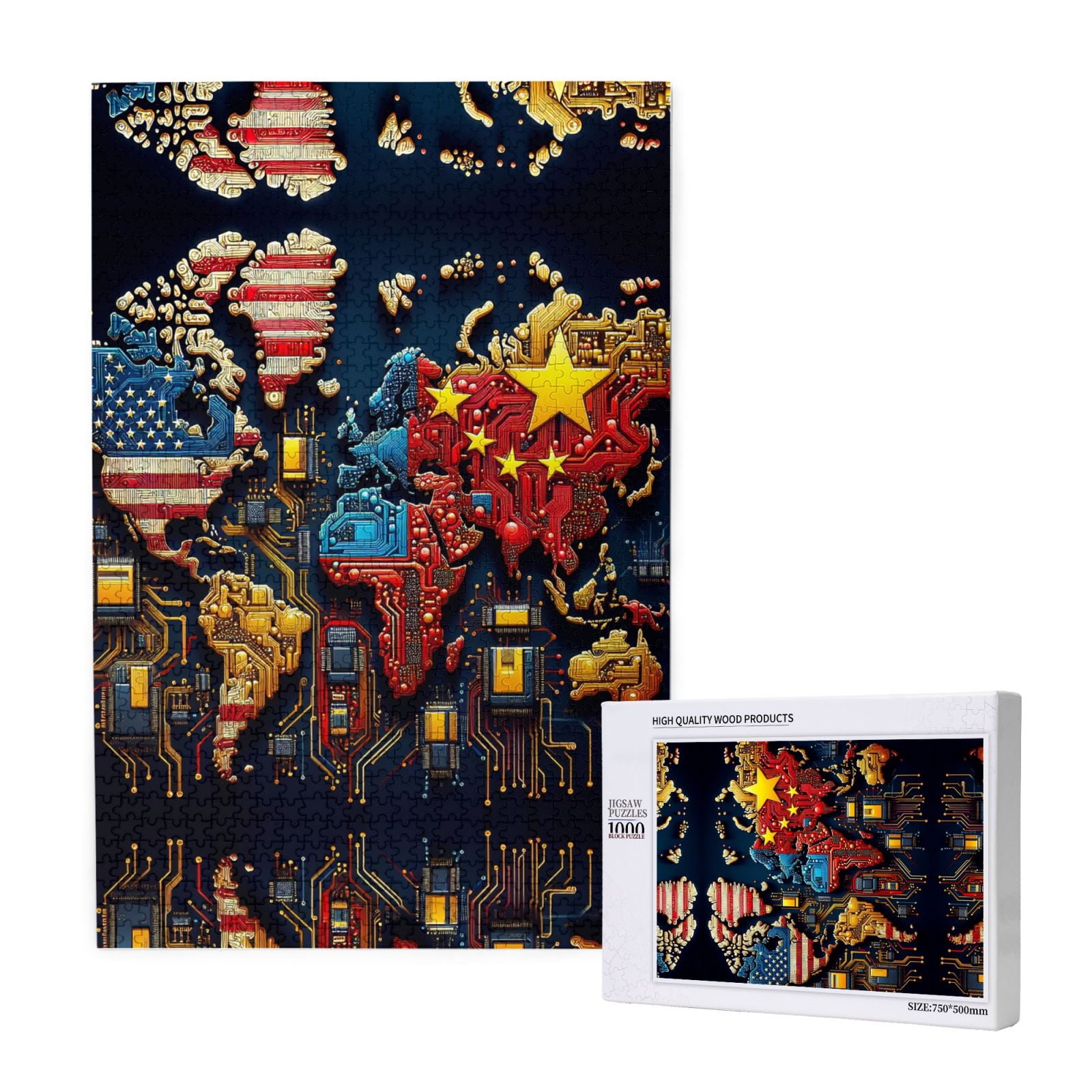 Puzzles for Adults 1000 Pieces - World Map Of Digital Circuits 20x30 In ...