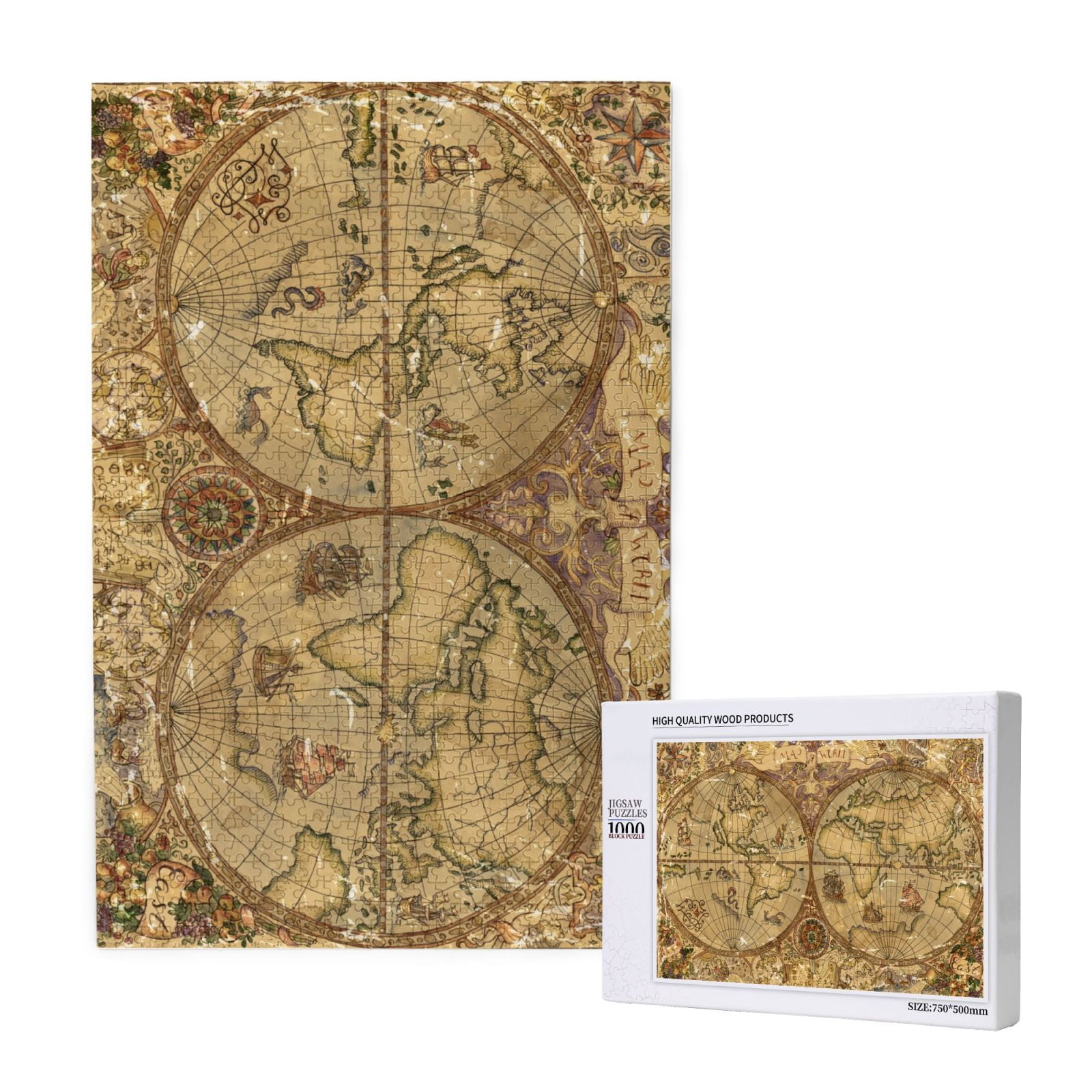 Puzzles for Adults 1000 Pieces - World Map1 (2) 20x30 In Wood Brain ...