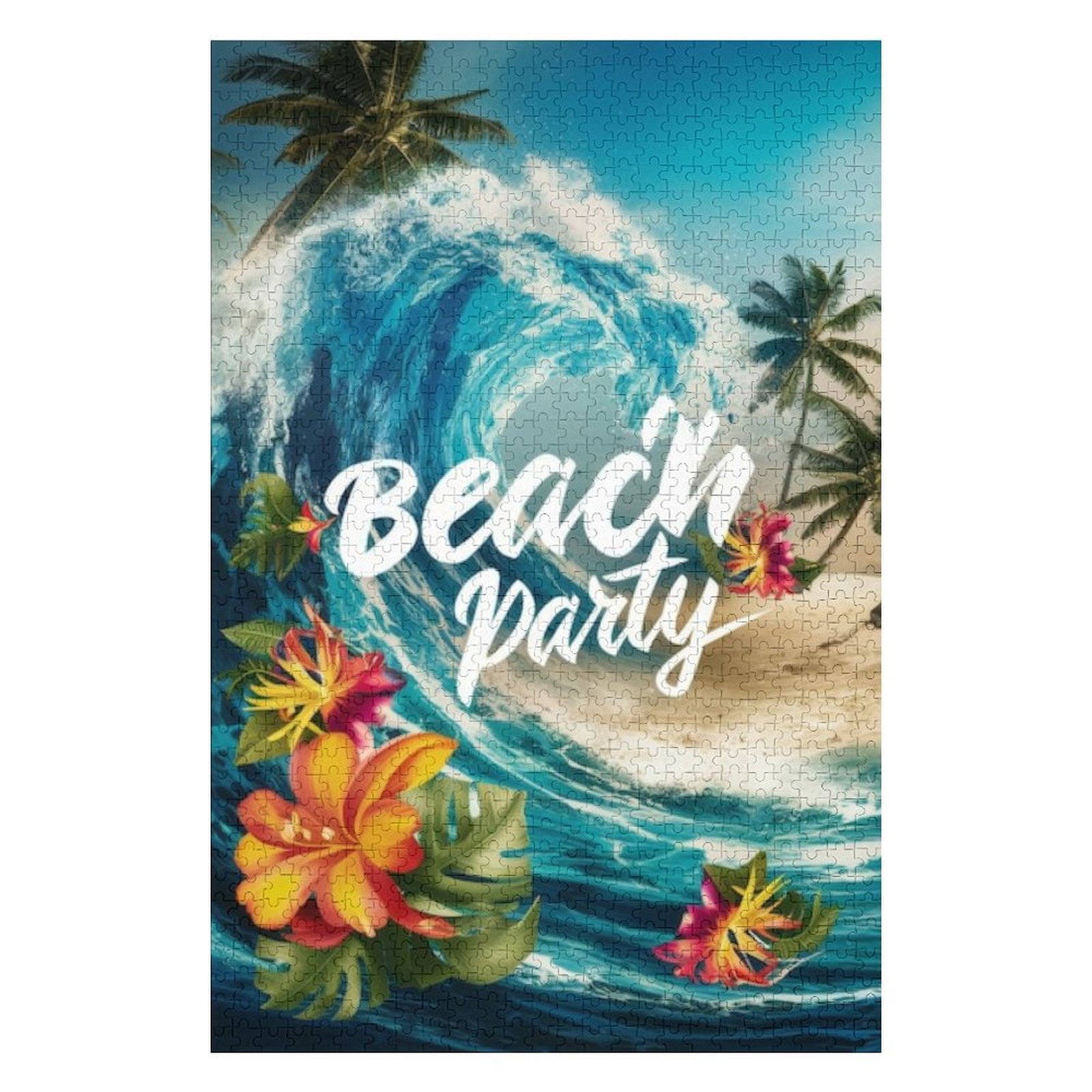 Puzzles for Adults 300 Pieces - Beach Party With Tropical Flowers Palm ...