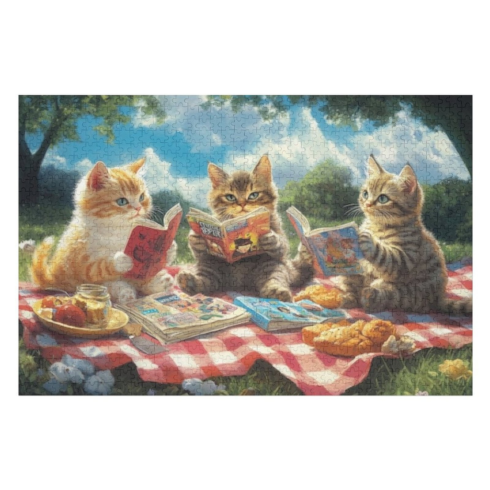 Puzzles for Adults 300 Pieces - Cats Have Picnics And Read Books In The ...