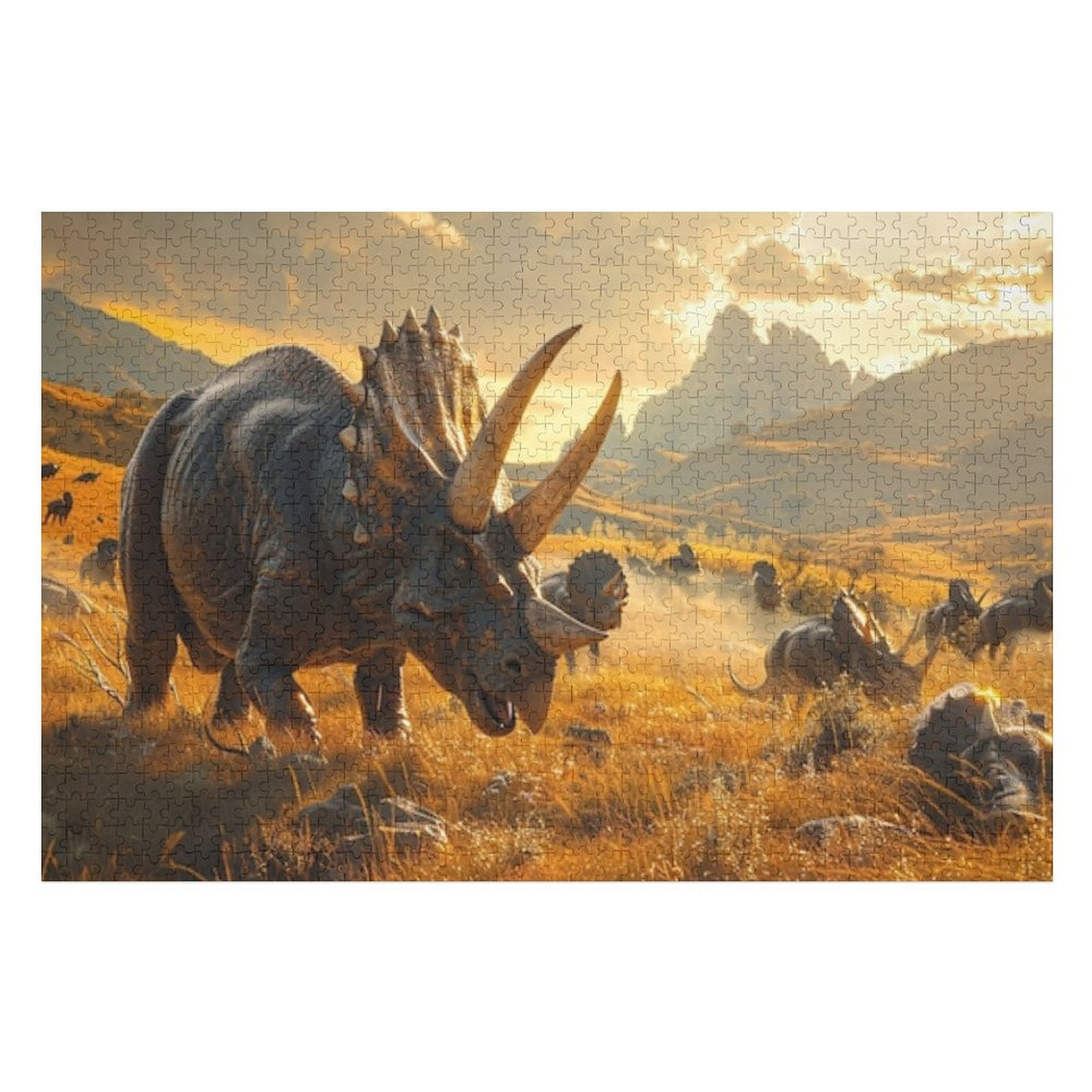Puzzles for Adults 300 Pieces - Extinct Triceratops Dinosaur With ...