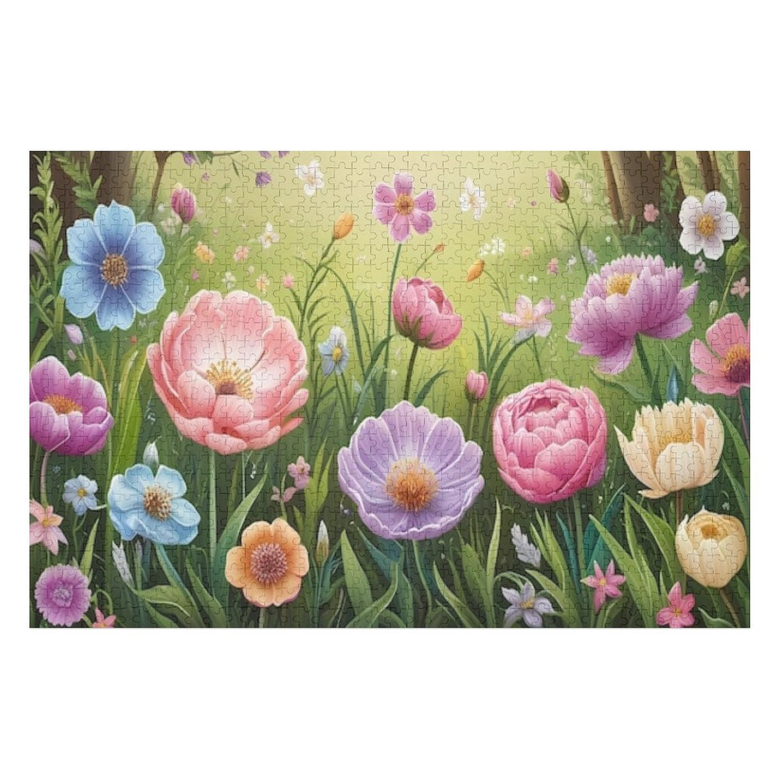 Puzzles for Adults 300 Pieces - Flower Meadow Spring With Vibrant ...