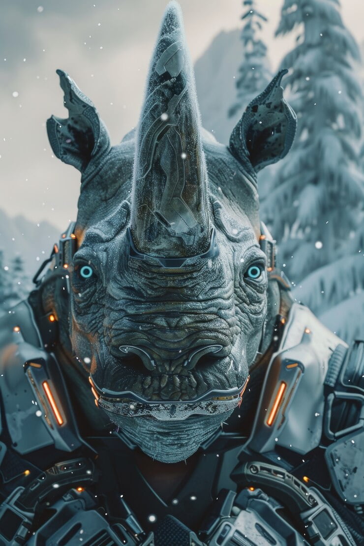 Puzzles for Adults 300 Pieces Half Rhino With Futuristic Robotic Parts ...