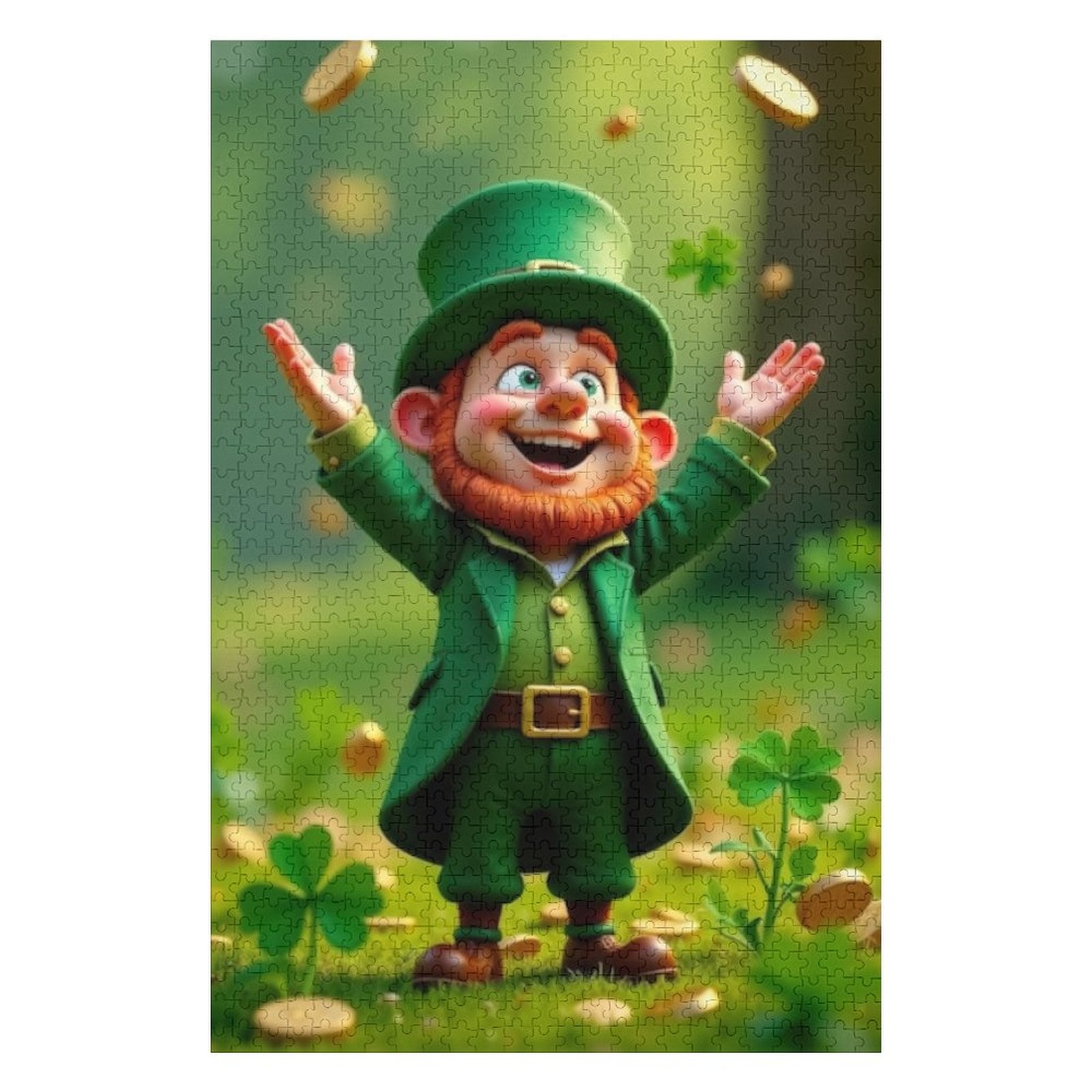 Puzzles for Adults 300 Pieces - Leprechaun With Raised Hands Holding ...