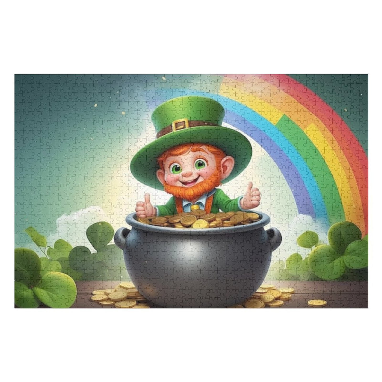 Puzzles for Adults 300 Pieces - Little Leprechaun Peeks Out Pot With ...