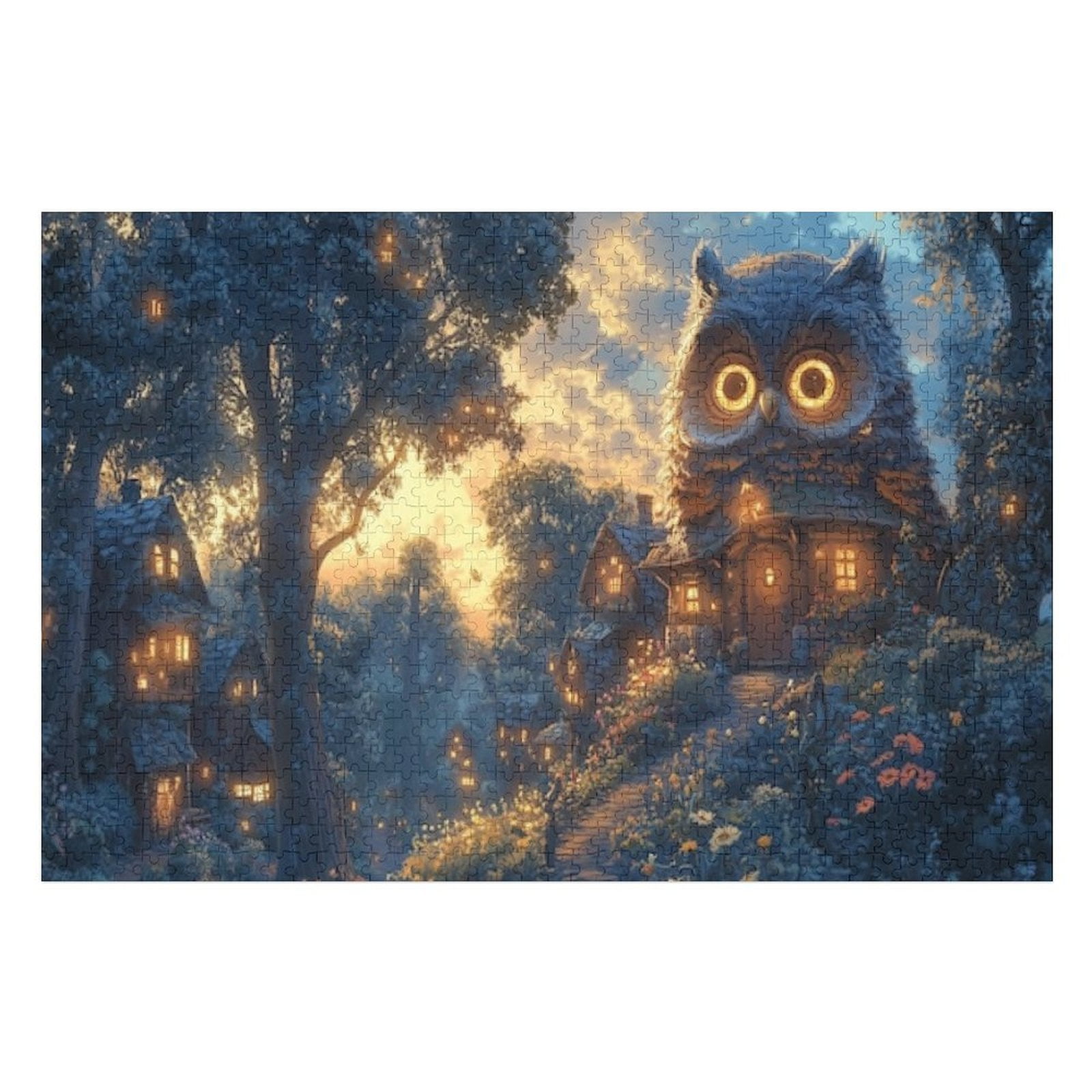Puzzles for Adults 300 Pieces - Magical Forest Village With Illuminated ...