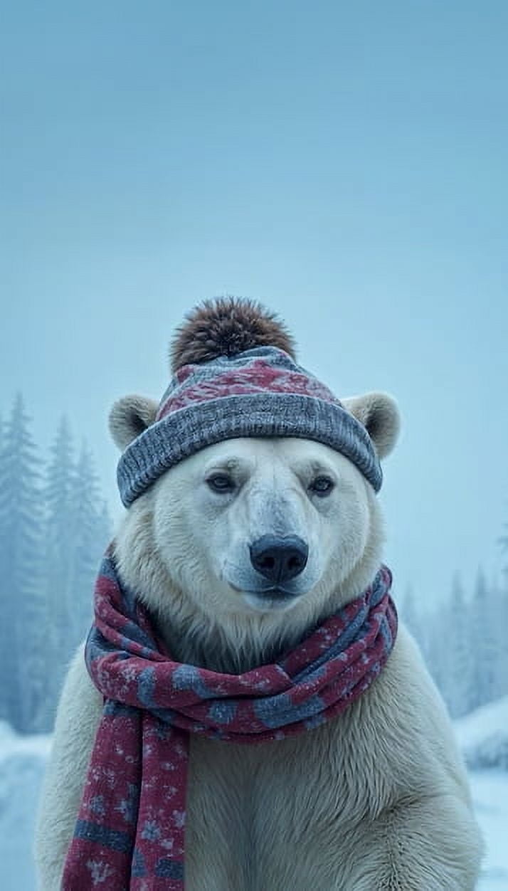 Puzzles for Adults 300 Pieces Polar Bear With Scarf Hat Winter Time ...