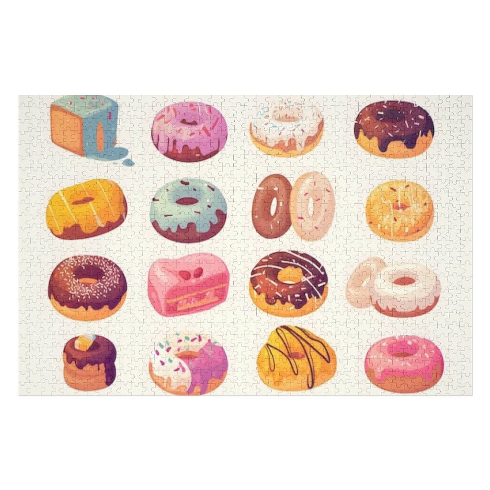 Puzzles for Adults 300 Pieces - Poster Donuts With Blue Bottle White ...