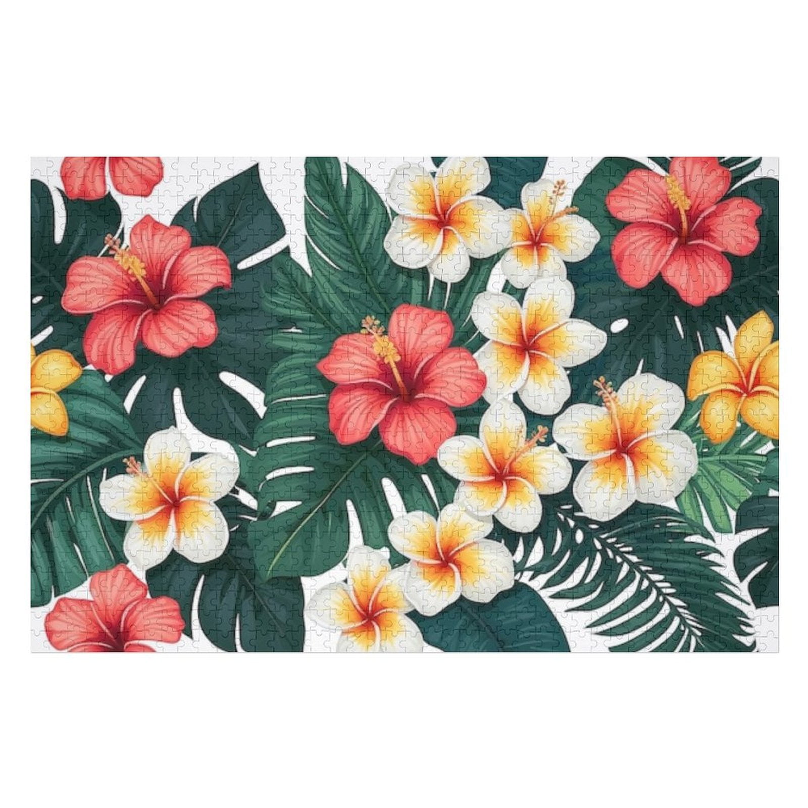 Puzzles for Adults 300 Pieces - Summer Flowers Hibiscus Frangipani ...