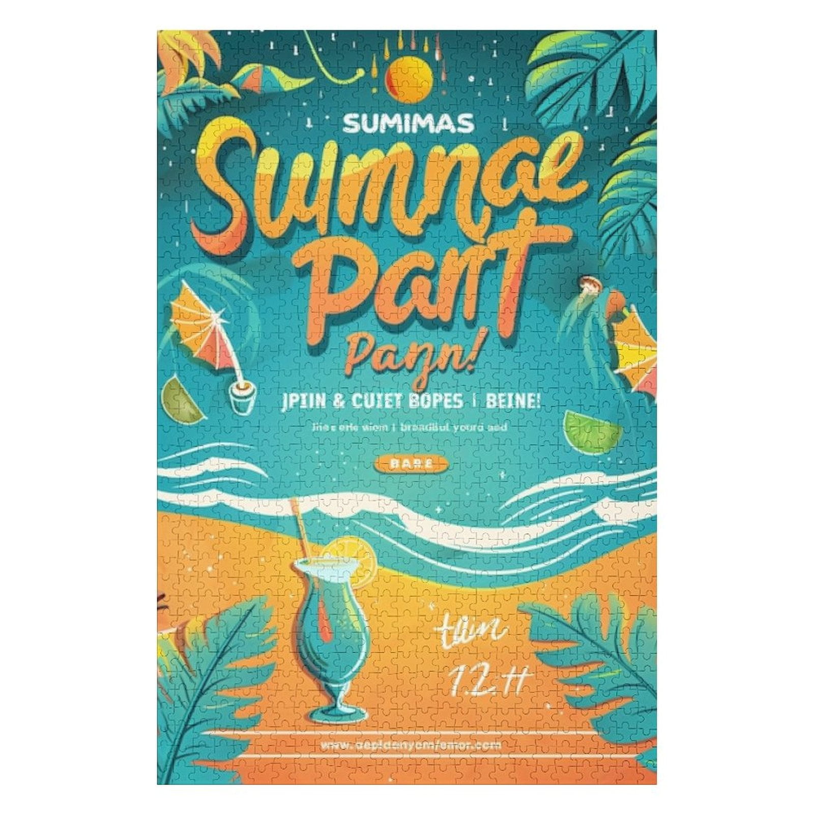 Puzzles for Adults 300 Pieces - Vibrant Summer Beach Party Flyer ...