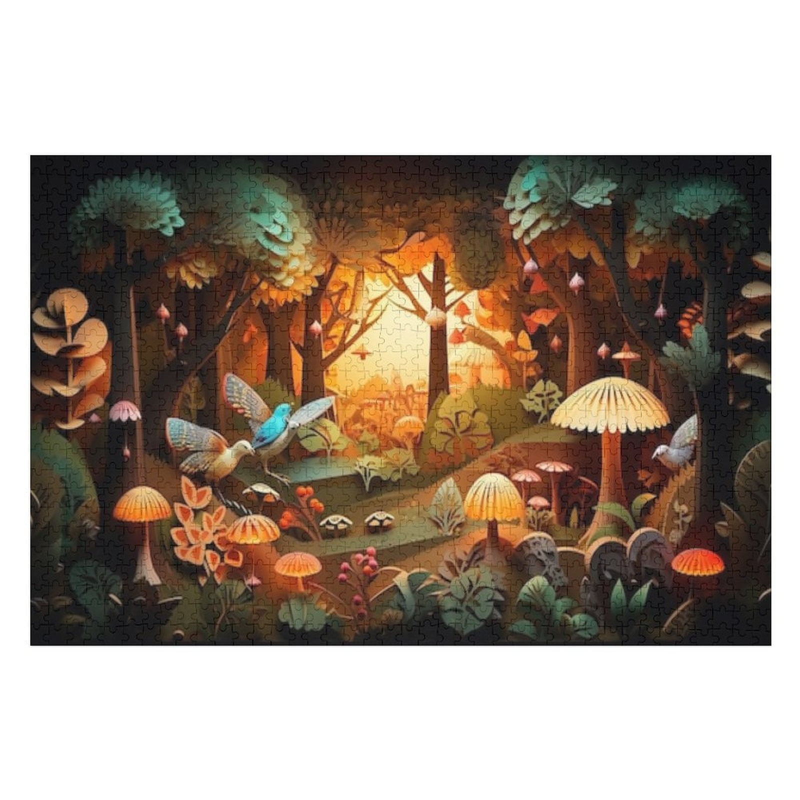Puzzles for Adults 300 Pieces - Whimsical Forest Where Endangered Species Are Gathered Around ...