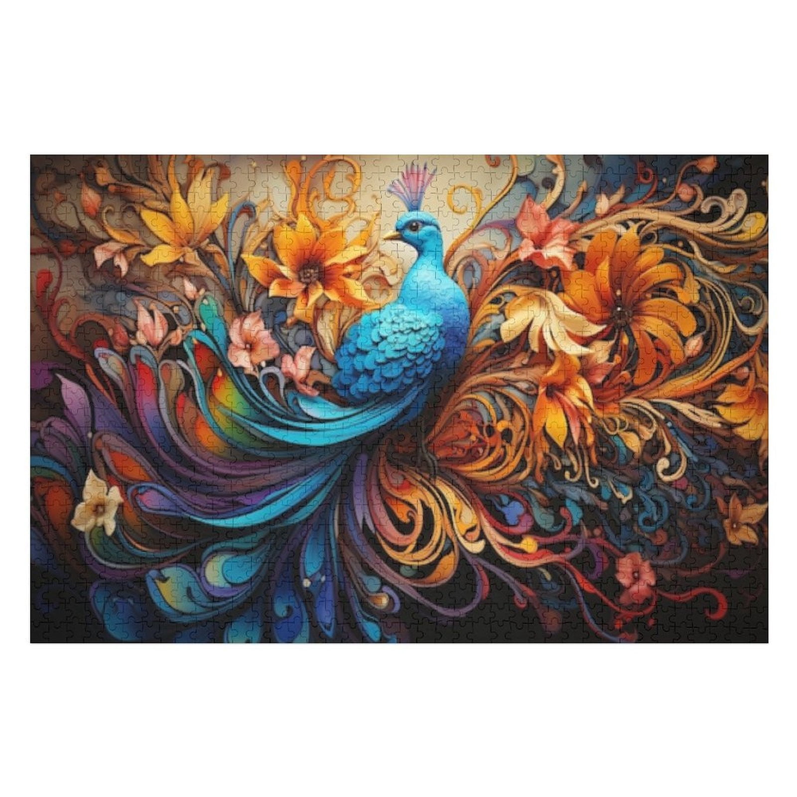 Puzzles for Adults 500 Pieces - Abstract Floral Pattern With Elegant ...