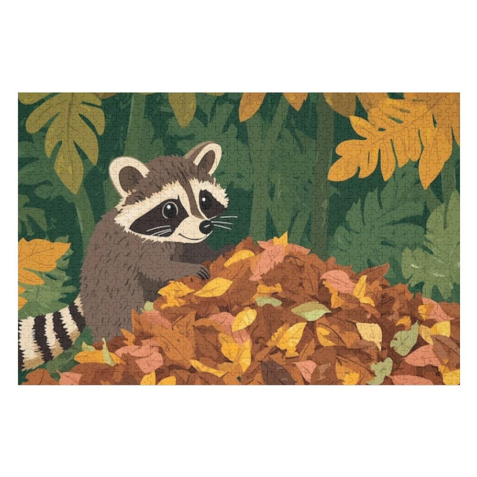 Puzzles for Adults 500 Pieces - Adorable Raccoon Discovering Curiosity ...