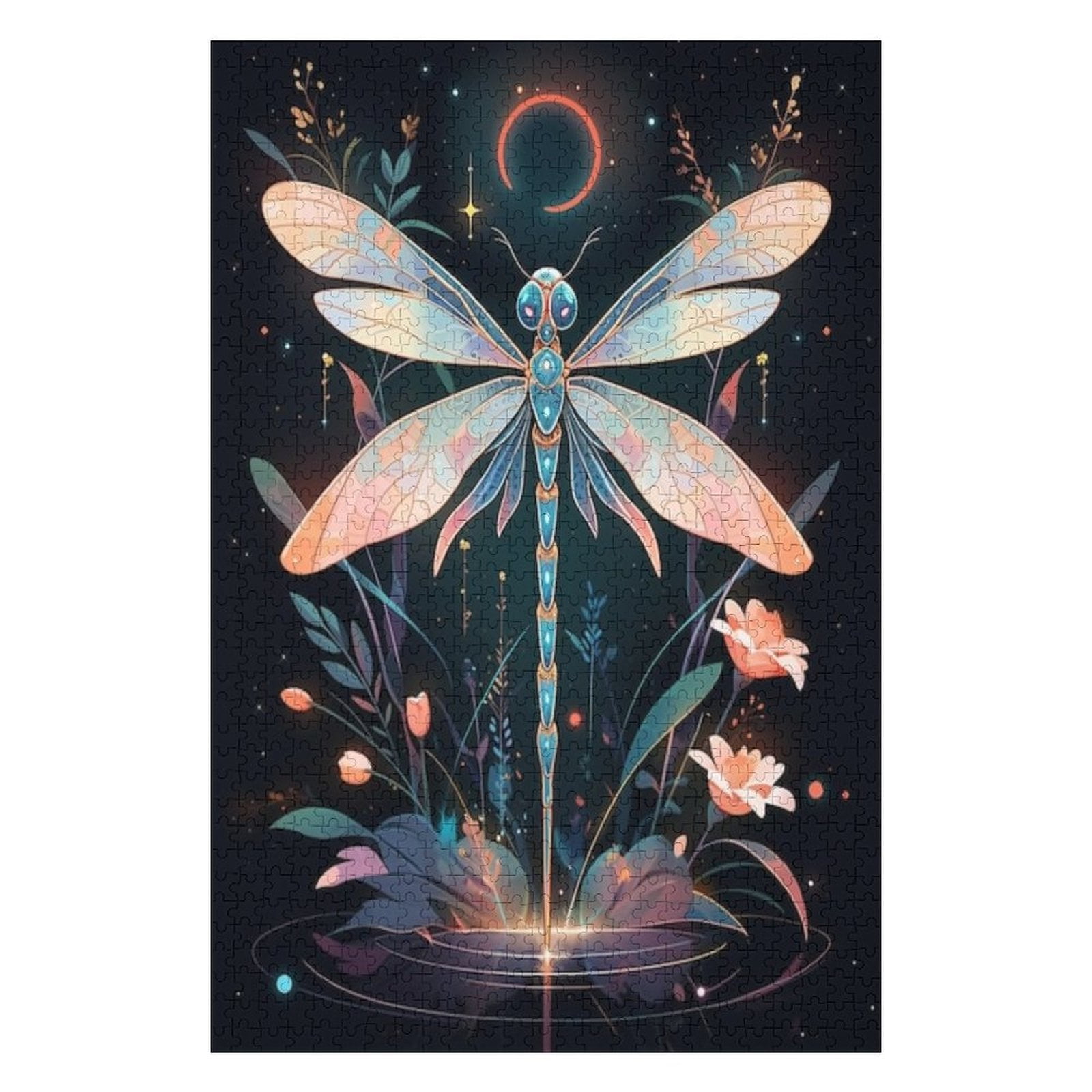Puzzles for Adults 500 Pieces - Brightly Colored Dragonfly With Halo ...