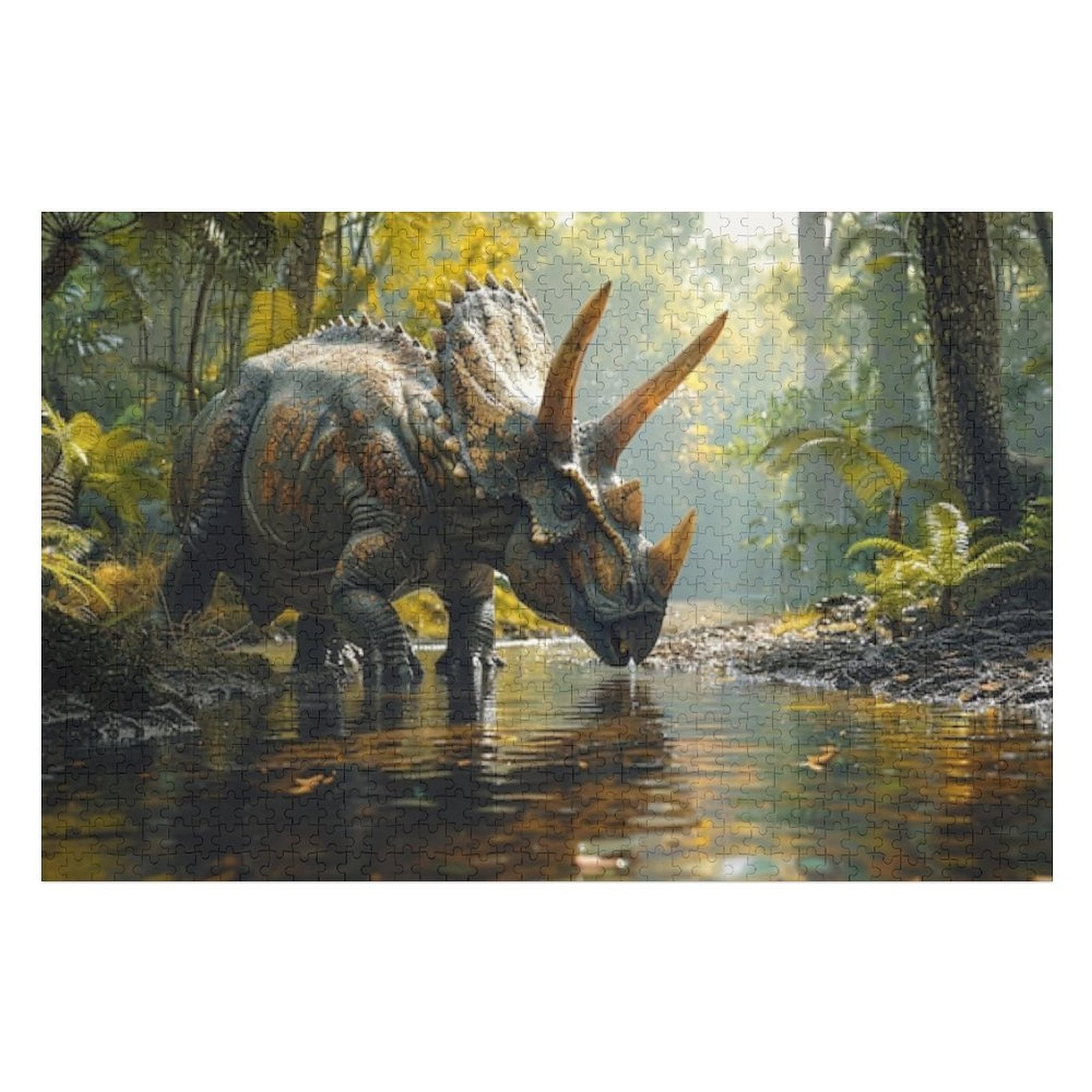 Puzzles for Adults 500 Pieces - Extinct Triceratops Dinosaur With ...