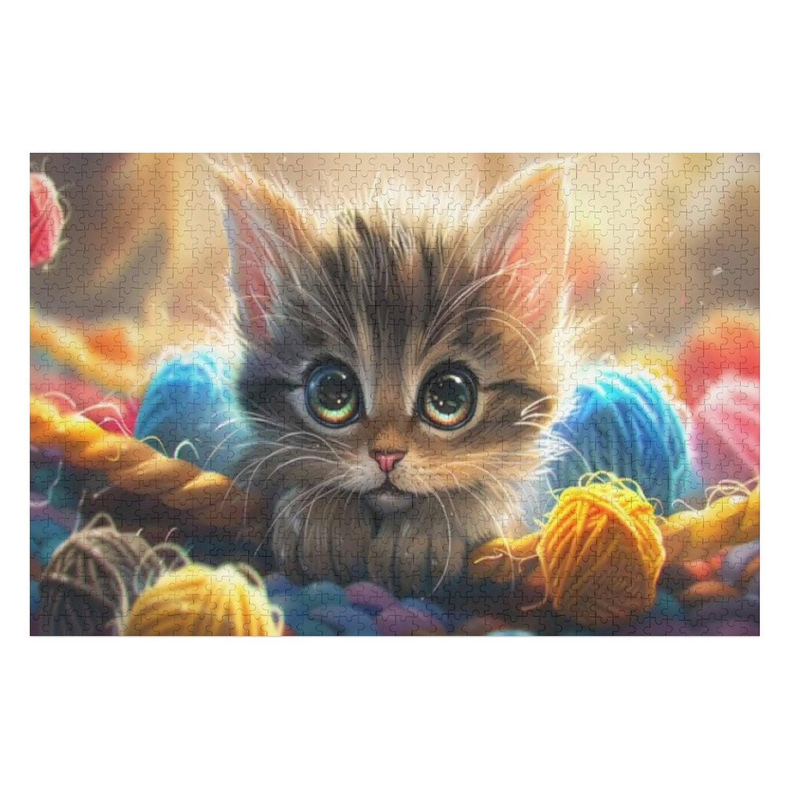 Puzzles for Adults 500 Pieces - Fluffy Kitten With Big Eyes Playful ...