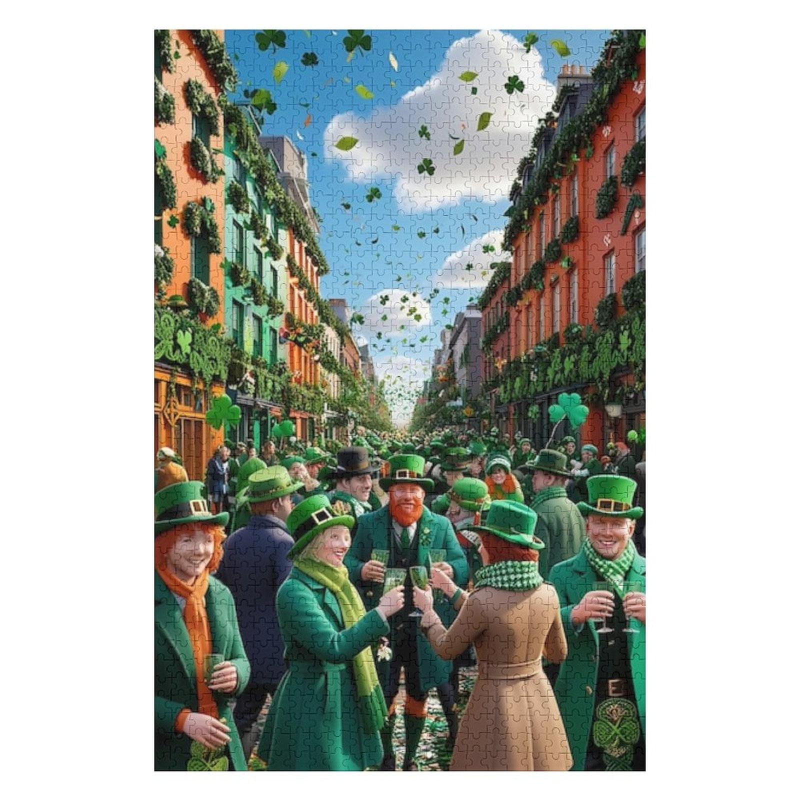 Puzzles for Adults 500 Pieces - Group People Green Hats Are Standing ...