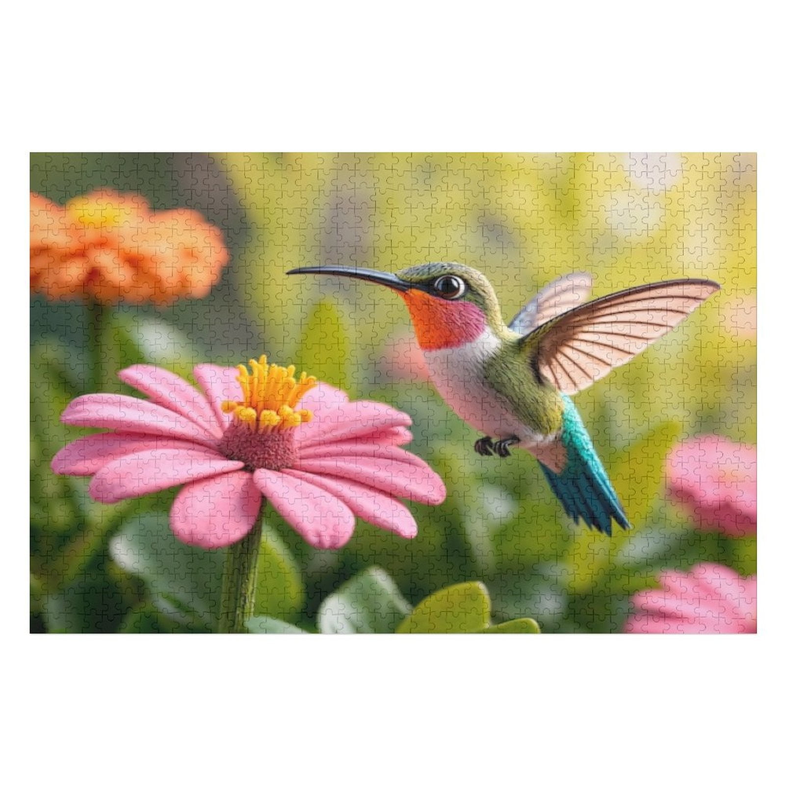 Puzzles for Adults 500 Pieces - Hummingbird Zinnia Best Challenging ...