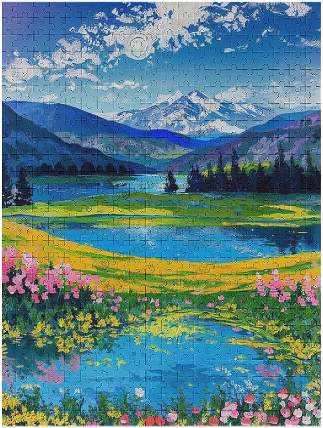 Puzzles for Adults 500 Pieces Landscape Hill Lake Oil Painting Scenes ...