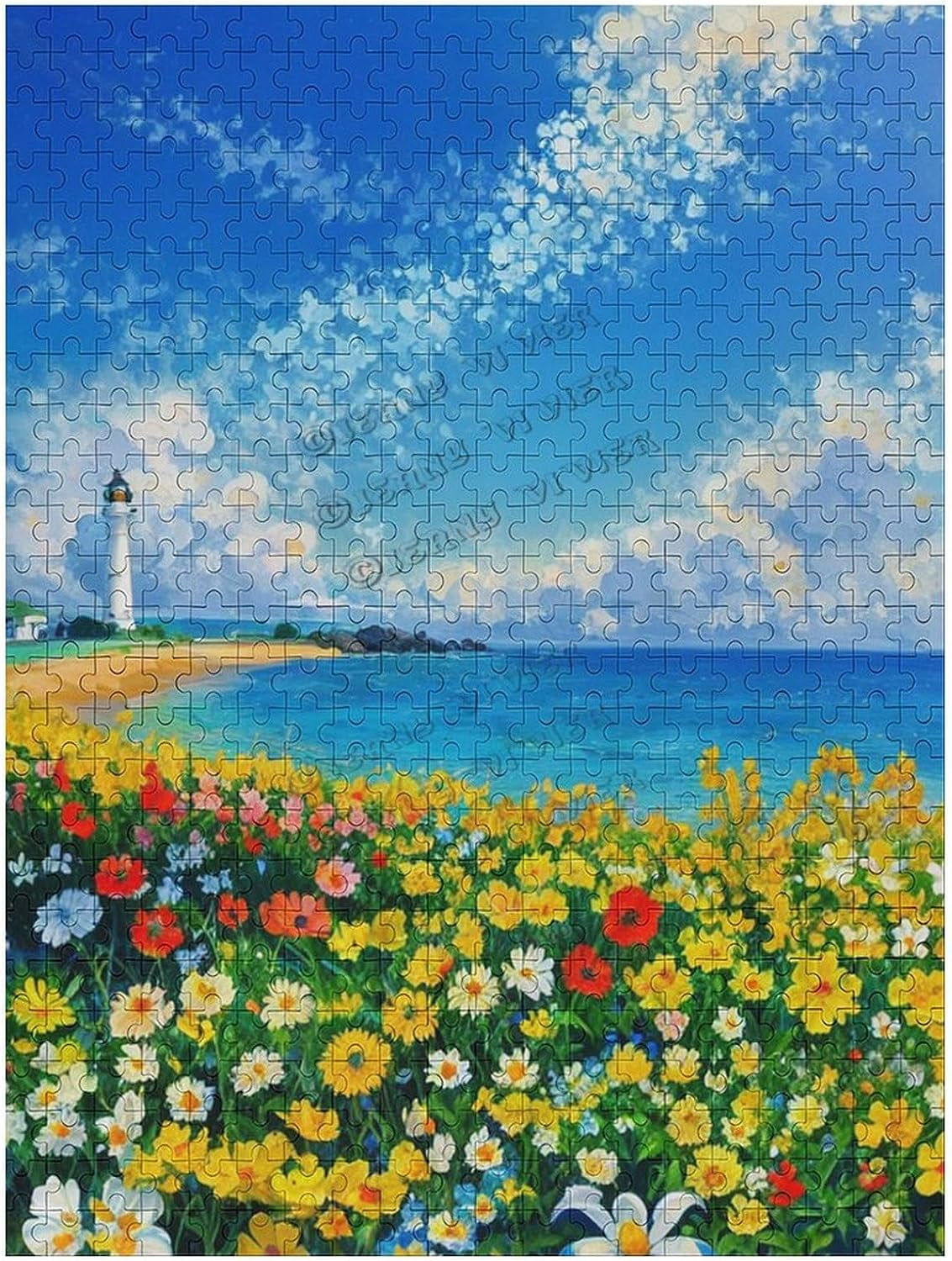Puzzles for Adults 500 Pieces Landscape Ocean Lighthouse Summer Beach ...