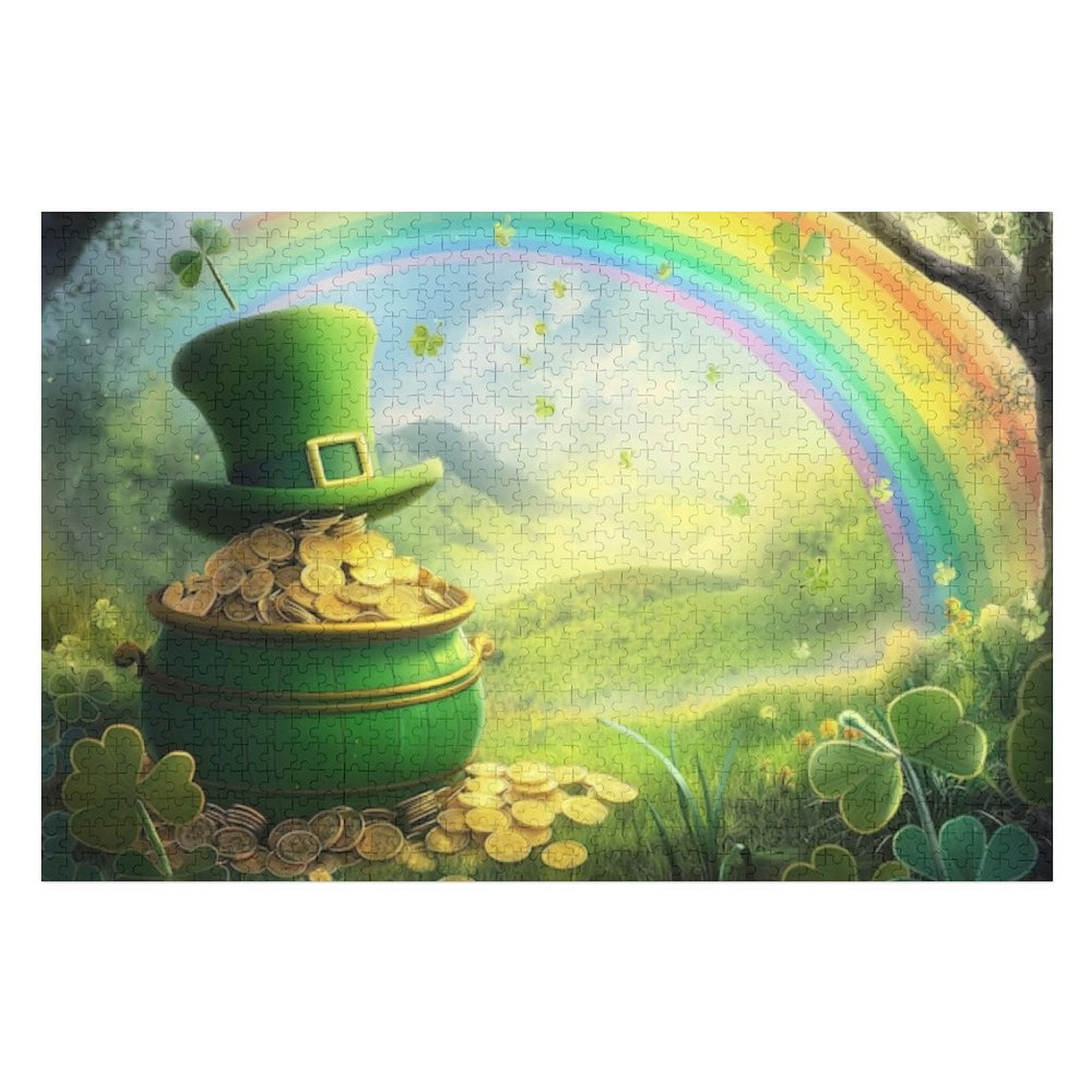 Puzzles for Adults 500 Pieces - Leprechaun Treasure Pot Filled With ...