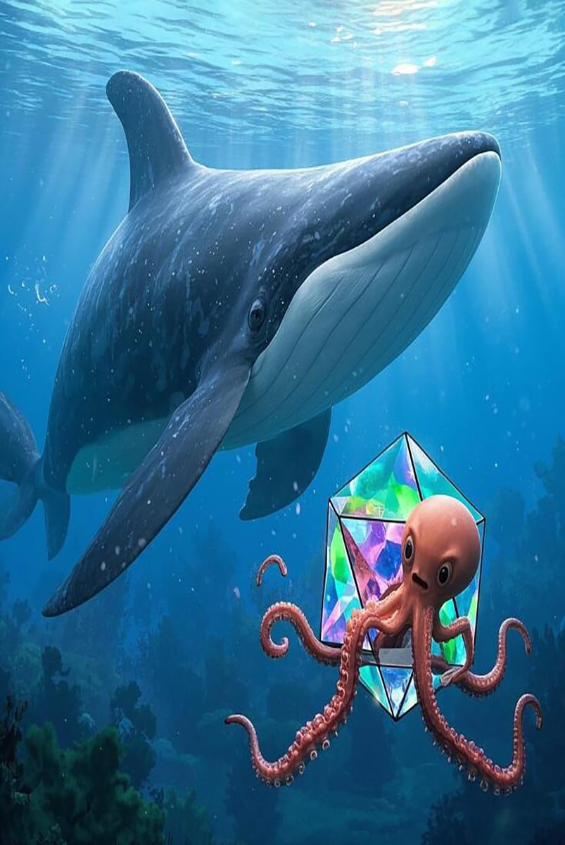 Puzzles for Adults 500 Pieces A Lifelike Octopus and Whale Play Happily ...