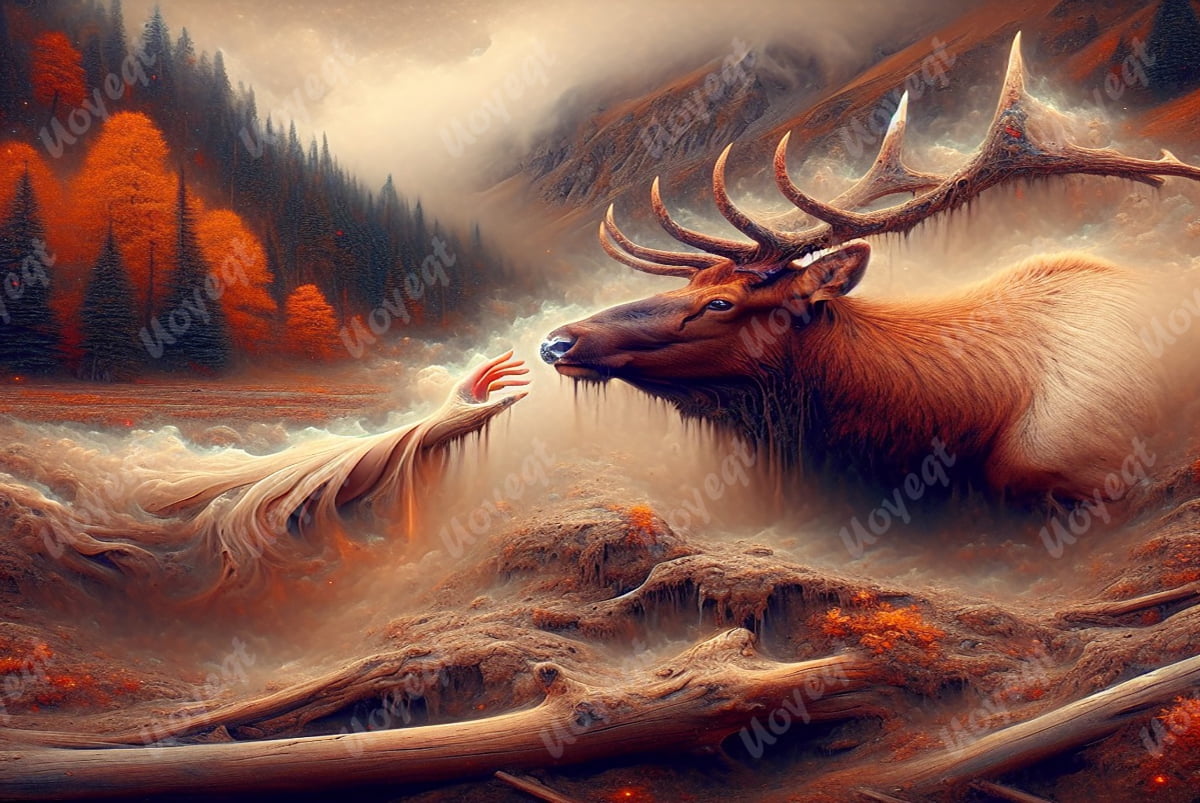 Puzzles for Adults 500 Pieces Majestic Elk In Autumn Mud Pit Wooden ...