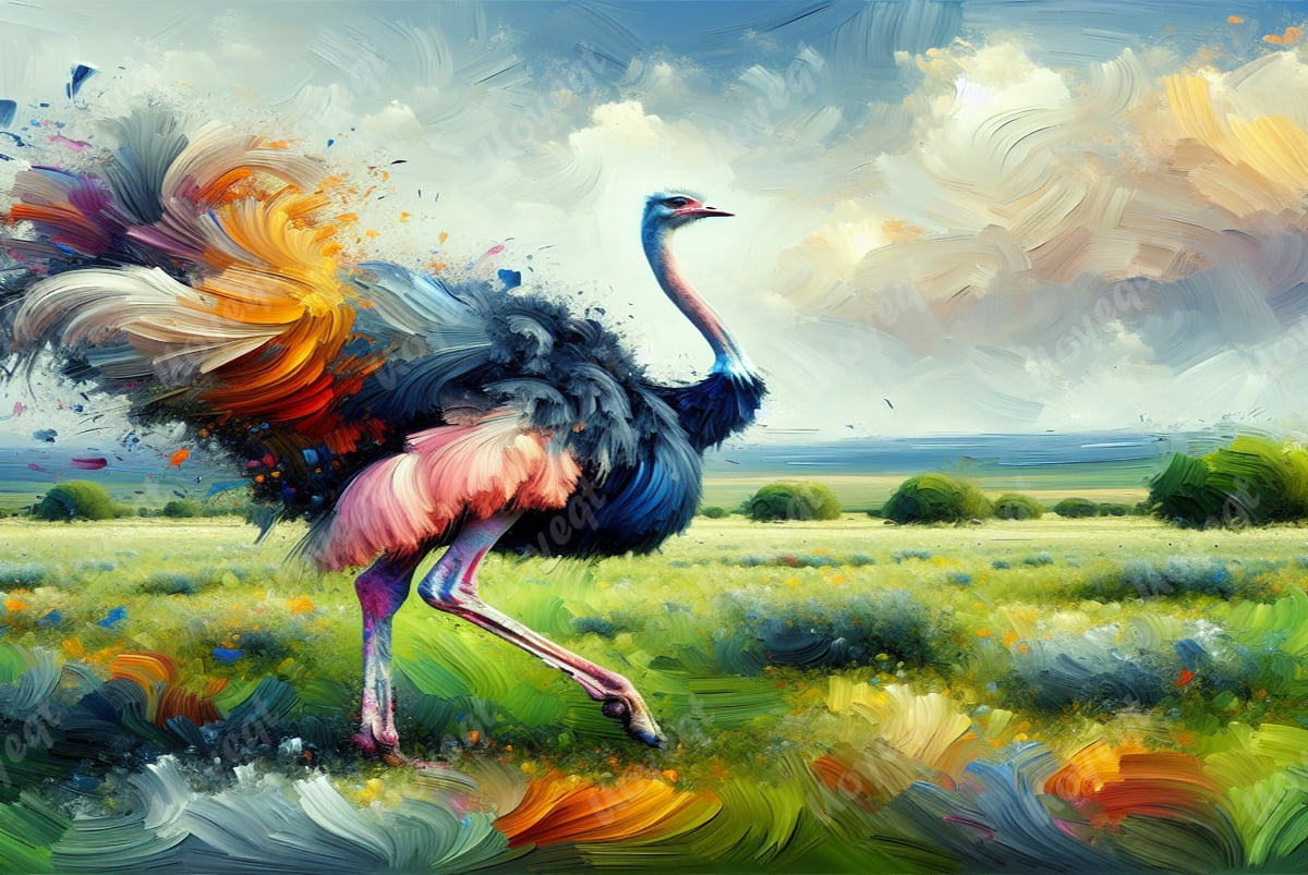 Puzzles for Adults 500 Pieces Majestic Ostrich In Vibrant Field Wooden ...