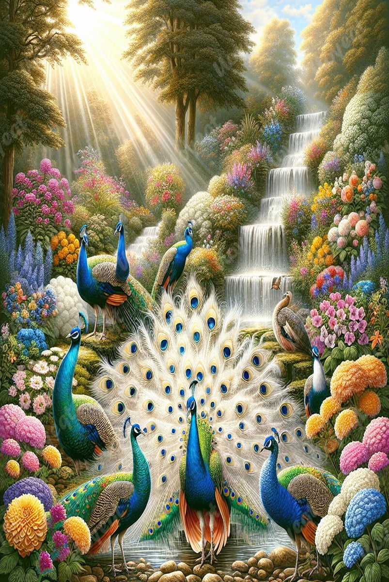 Puzzles for Adults 500 Pieces Mesmerizing Peacocks In An English ...