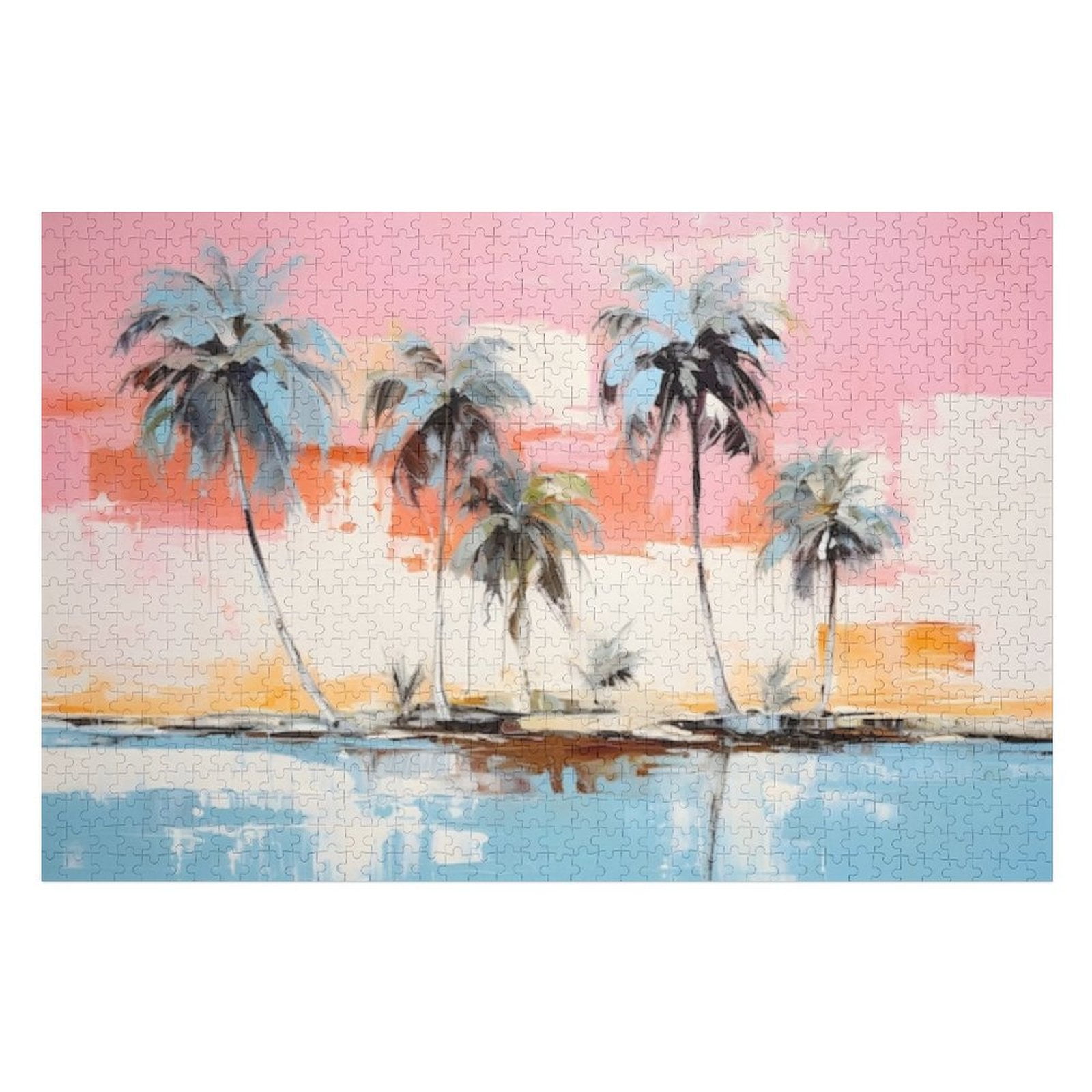 Puzzles for Adults 500 Pieces - Minimalist Summer Beach Palm Trees ...
