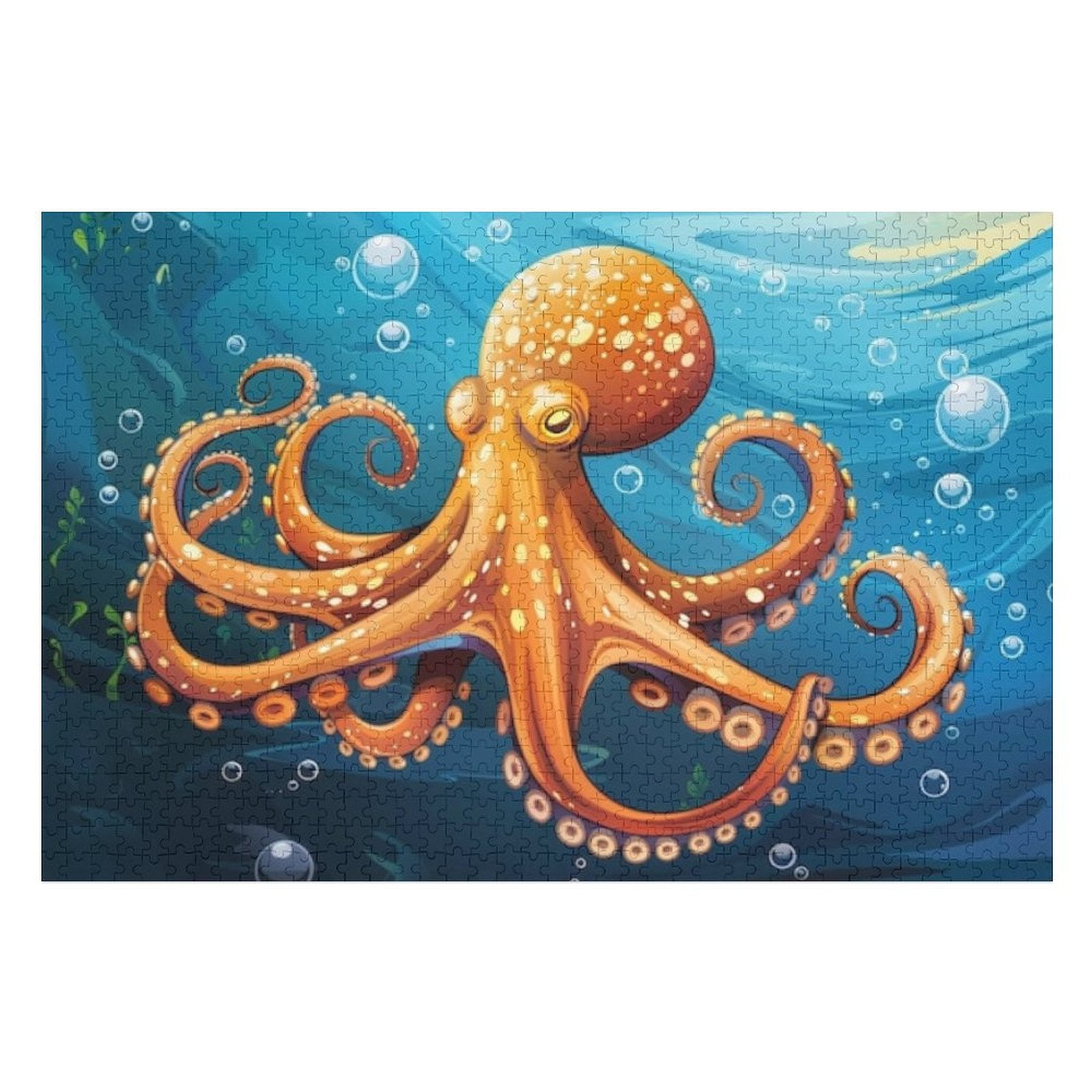 Puzzles for Adults 500 Pieces - Octopus Is Swimming Ocean With Bubbles ...