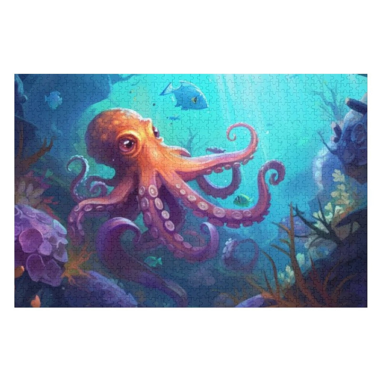 Puzzles for Adults 500 Pieces - Octopus Underwater World Wooden Jigsaw ...