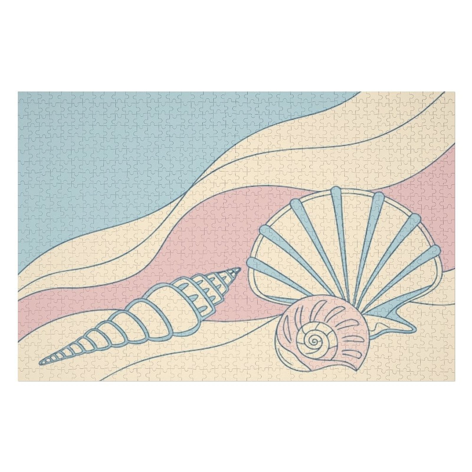 Puzzles for Adults 500 Pieces - Pastel Seashells Wavy Challenging Gifts ...