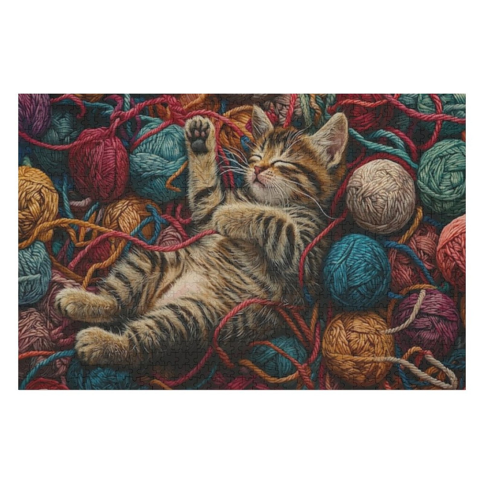 Puzzles for Adults 500 Pieces - Playful Kitten Resting Amidst Colorful ...